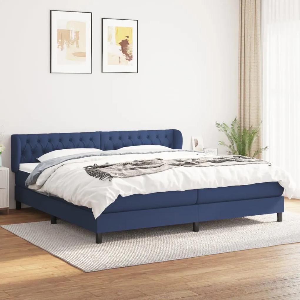 Box spring postel s matrací modrá 200x200 cm textil,  3126515