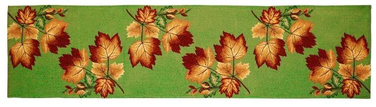 SCANquilt prostírání MOTIV javorové listy zelenohnědá běhoun delší strana 100-170 cm