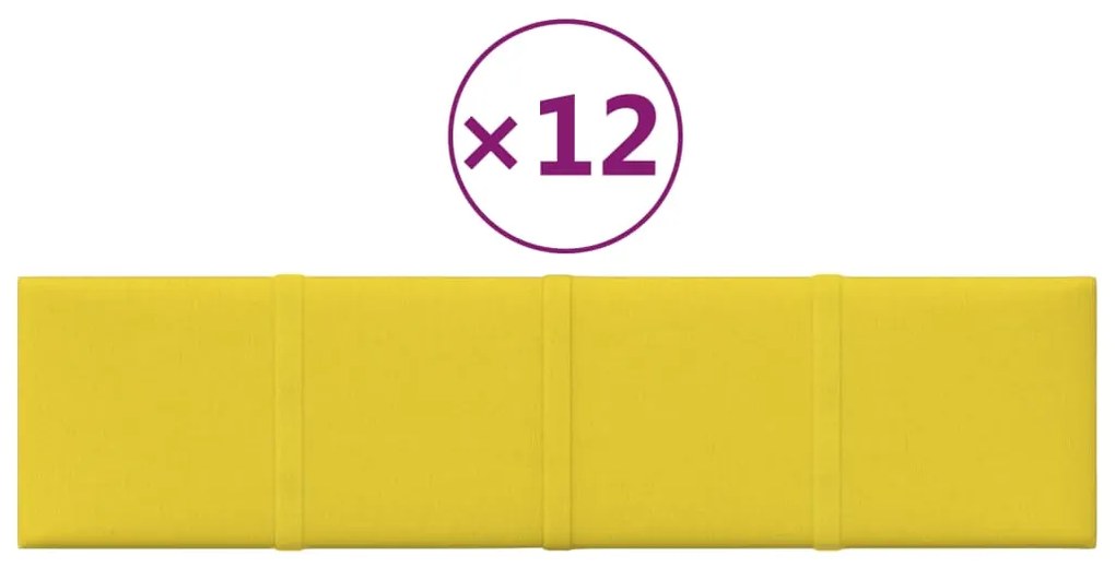 Nástěnné panely 12 ks světle žluté 60x15 cm textil 1,08 m² - Default Title