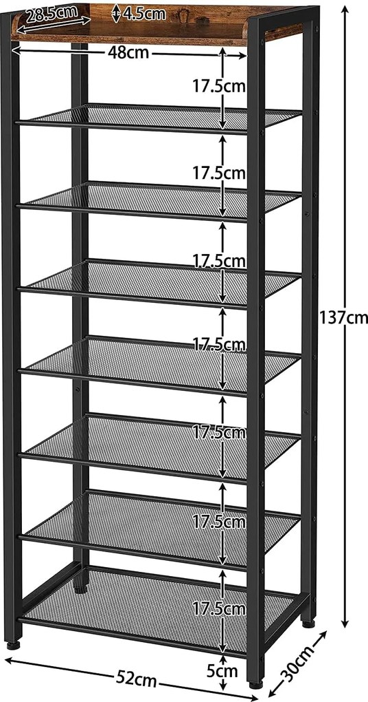 Botník Vasagle Deromi 52 cm hnědý/černý