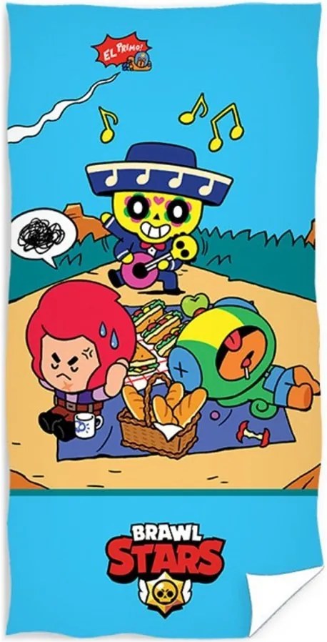 Plážová osuška Brawl Stars - motiv Brawleři na pikniku - 100% bavlna s gramáží 300 gr./m² - 70 x 140 cm