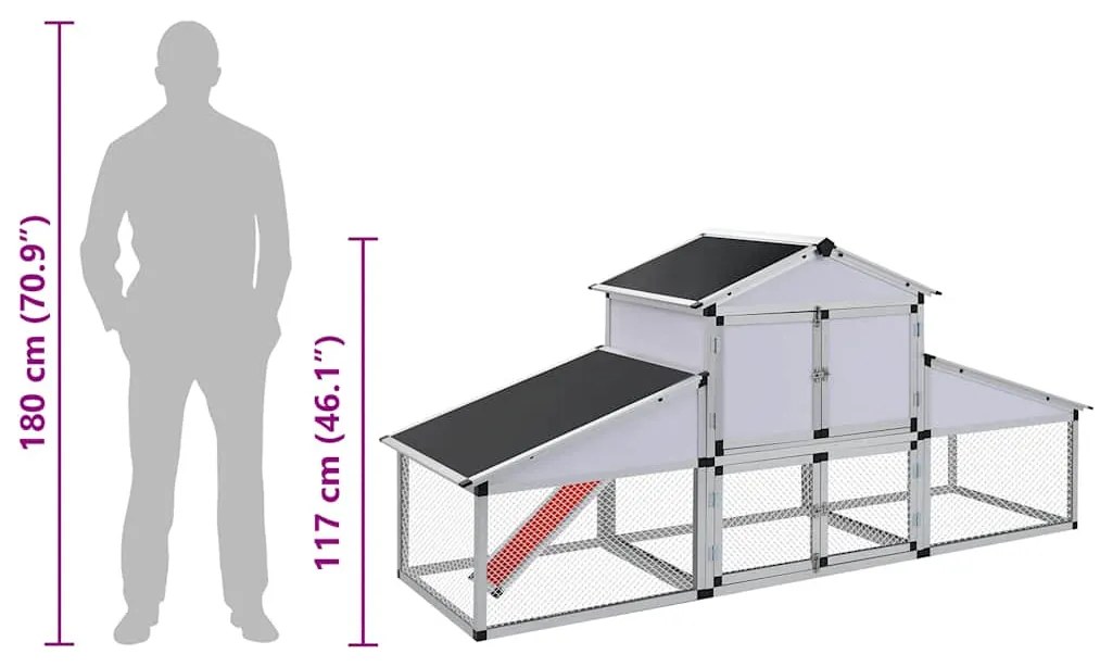 vidaXL Marketos Kurník s výběhem a kukaní na snášení vajec hliníkový