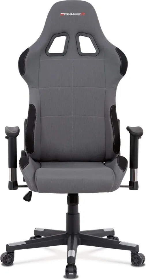 Kancelářská židle houpací mech., plast. kříž, šedá + černá látka – opěrák 90°–180° Šedá