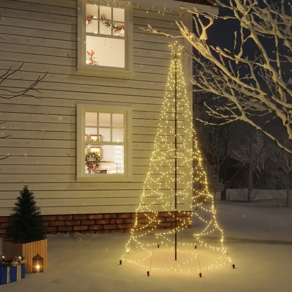 328623 vidaXL Vánoční stromek s kovovým sloupkem 500 LED diod teplý bílý 3 m