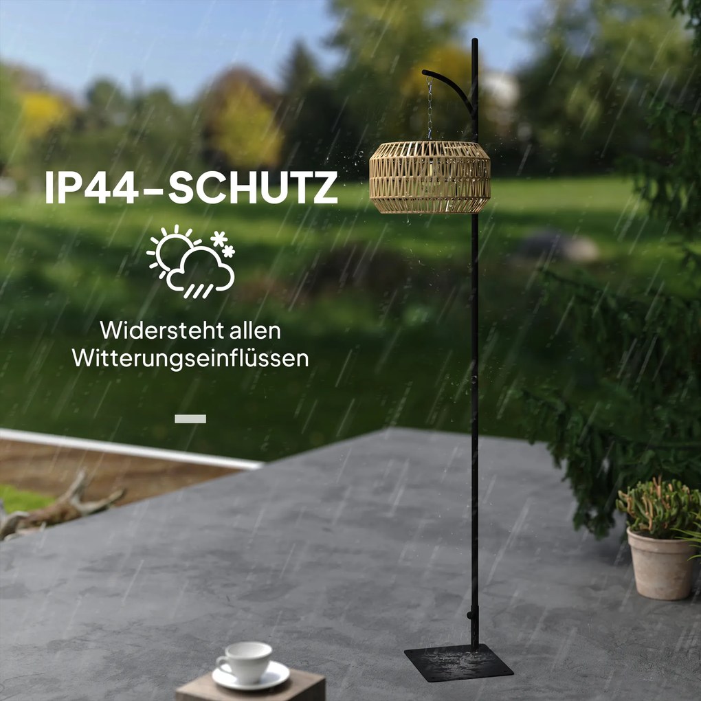 Solární stojací lampa ratan Solární lampy se světelným senzorem Automatické solární světlo v boho stylu IP44 Černá+žlutá