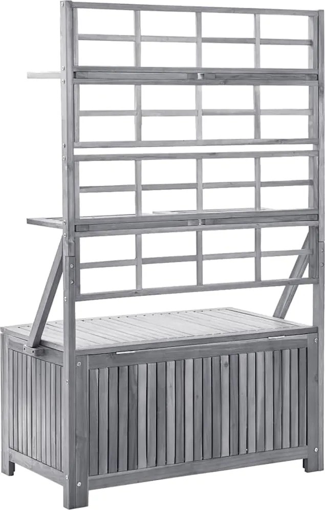 Úložný box s treláží šedý 99x55x160 cm masivní akáciové dřevo 311882