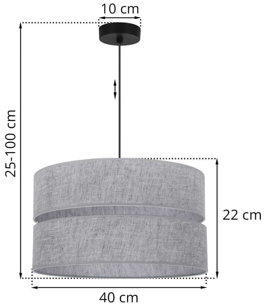 Závěsné svítidlo Jen, 1x šedé textilní stínítko, (fi 40 cm), b