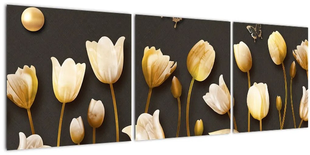 Obraz - Tulipány - abstraktní (120x40 cm), 40 dalších rozměrů