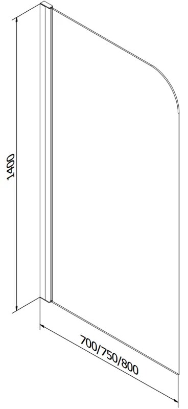 Mexen Cubik obdélníková vana 170 x 70 cm s pláštěm 1-křídlovou zástěnou 80 cm, Průhledné, Chromovaná - 550317070X9008010100