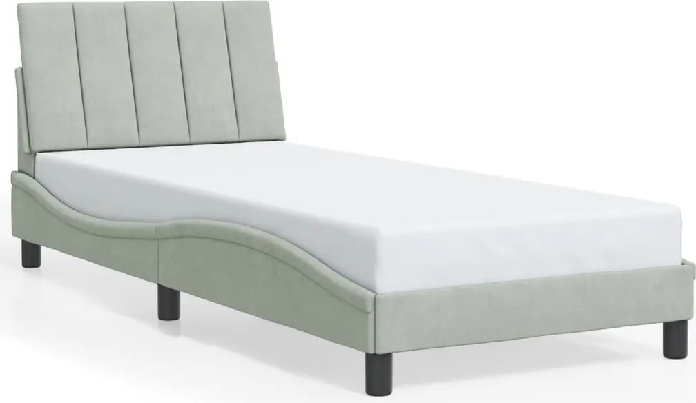 Rám postele s LED osvětlením bez matrace Hanko světle šedý 90 x 200 cm samet 3213757