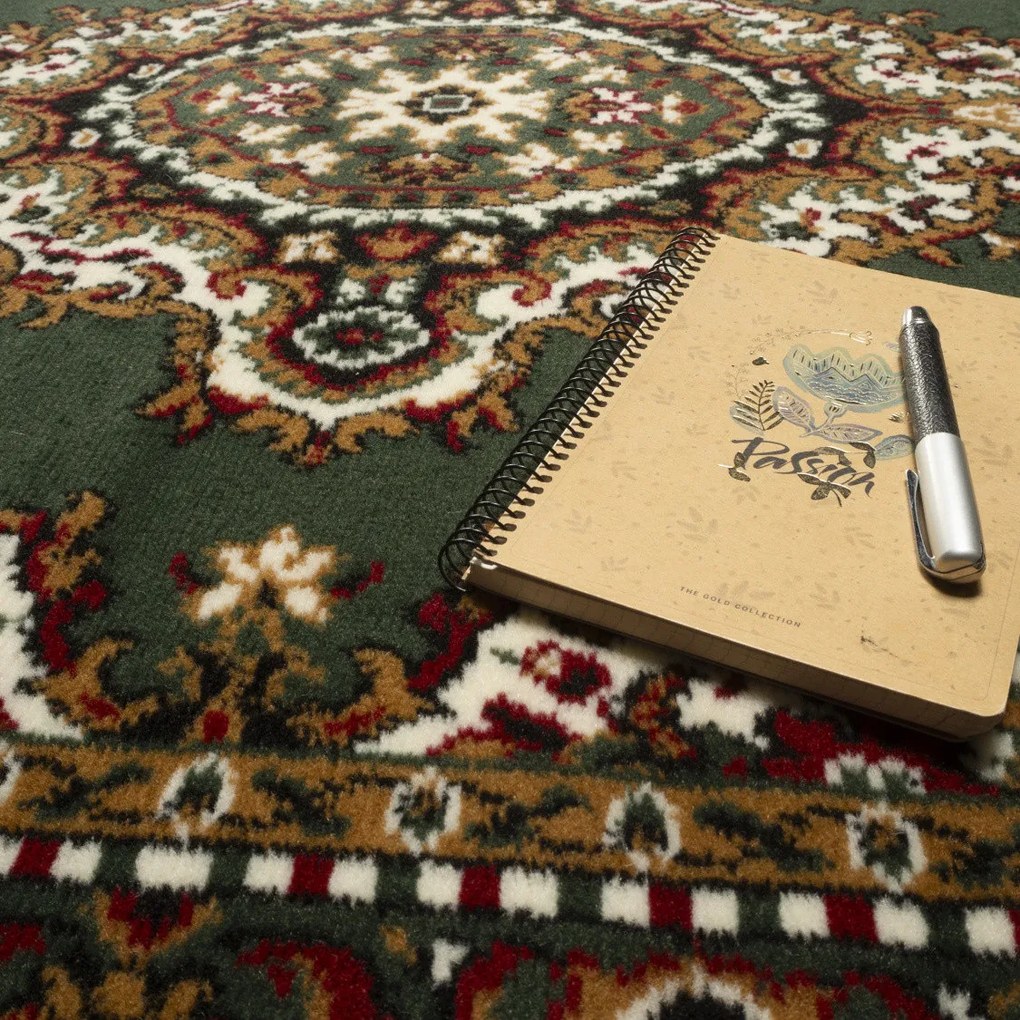 Alfa Carpets, Běhoun na míru TEHERAN T-102 green, šíře 120 cm, zelená, chodba / předsíň