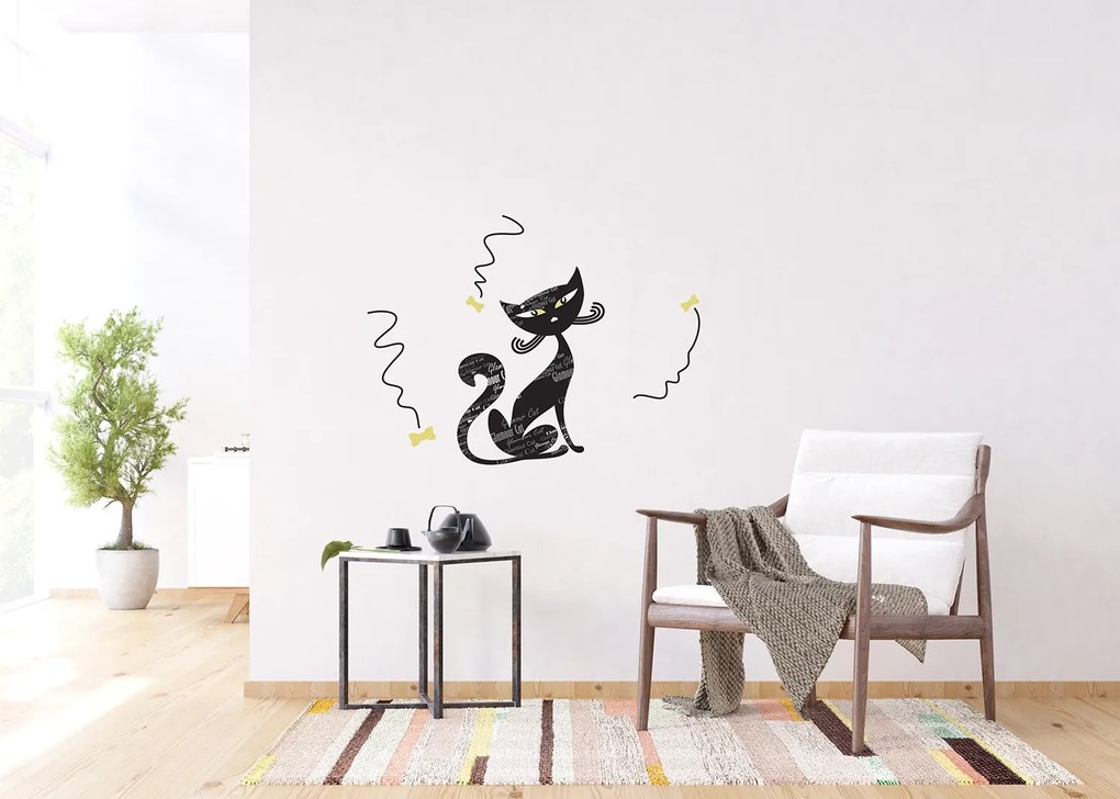 Dekorativní samolepka na zeď Okouzlující Kocour s Popisy | 65 x 85 cm | DE0421