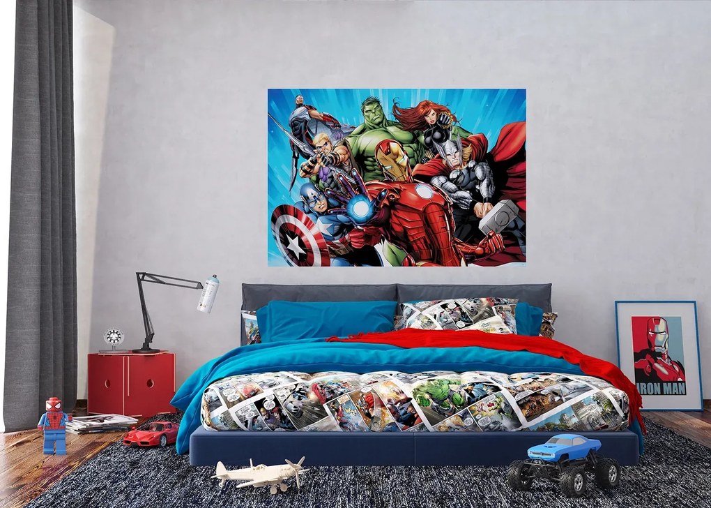 Dětská vliesová fototapeta na zed' Marvel Avengers Připraveni k Boji, Disney | 155 x 110 cm | DFTDNM 5275