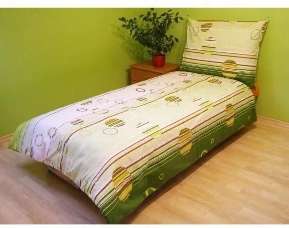 Brotex Povlečení francouzské krep 200x200, 70x90 Kruhy zelené, Výběr zapínání:, Varianta  zipový uzávěr 8594570070249