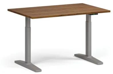 Výškově nastavitelný stůl, elektrický, 675-1325 mm, deska 1200x800 mm, šedá podnož, ořech