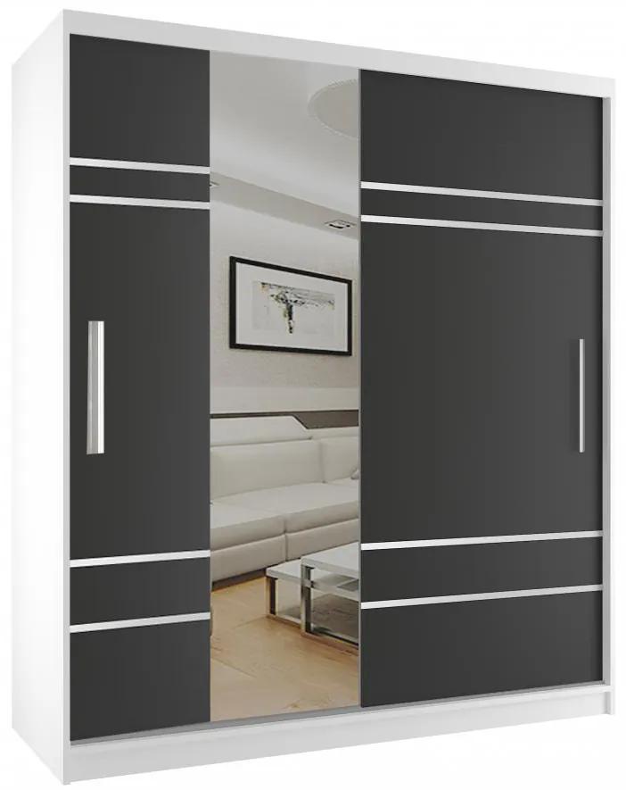 Bílo-černá skříň se zrcadlem Kenne 158 cm