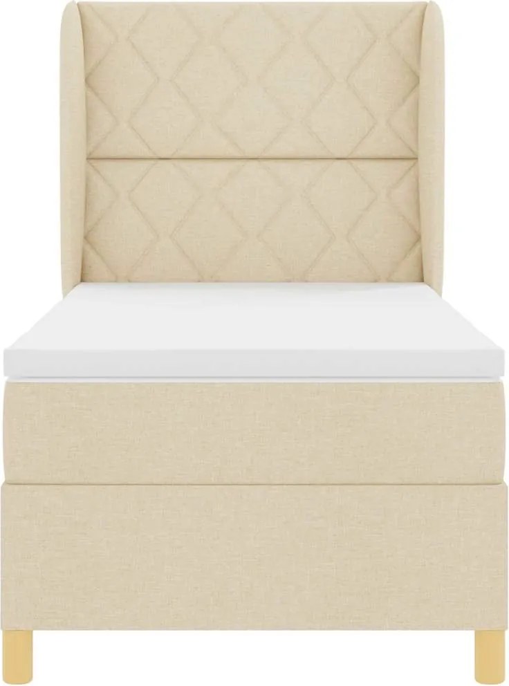 Postel s boxspringem s čelo Krémová 200 x 100 cm textil 3340807
