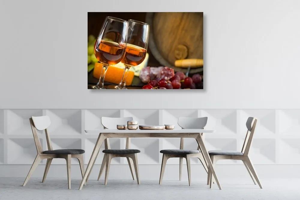 Obraz dvě sklenice růžového vína - 120x80 cm