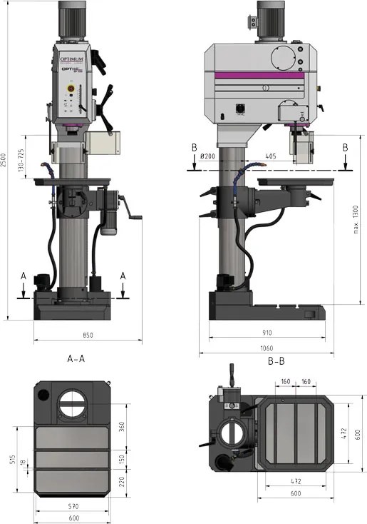 OPTIMUM Sloupová převodová vrtačka OPTIMUM® OPTIdrill DH 55 G
