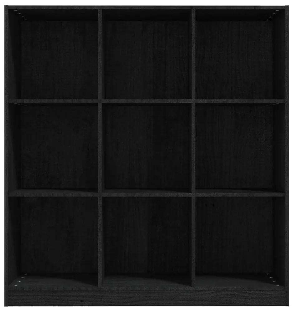 Petromila Knihovna / dělicí stěna černá 104x33,5x110 cm masivní borovice