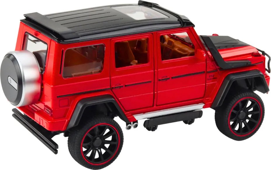 LEAN Toys Terénní auto kovové na setrvačník otevírací dveře červené 1:22