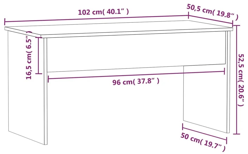 Konferenční stolek kouřový dub 102x50,5x52,5cm kompozitní dřevo - Default Title