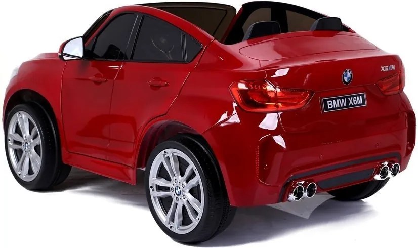 LEAN CARS Elektrické autíčko BMW X6M pro děti červené lakované LED MP3