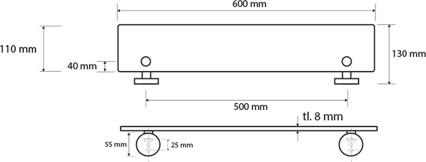 Sapho Sapho, X-ROUND skleněná polička 600x130mm, XR610