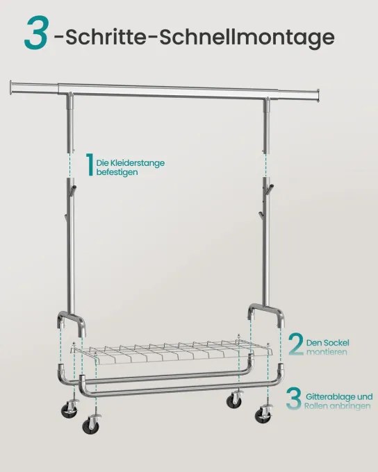Věšákový stojan na kolečkách HSR014E01