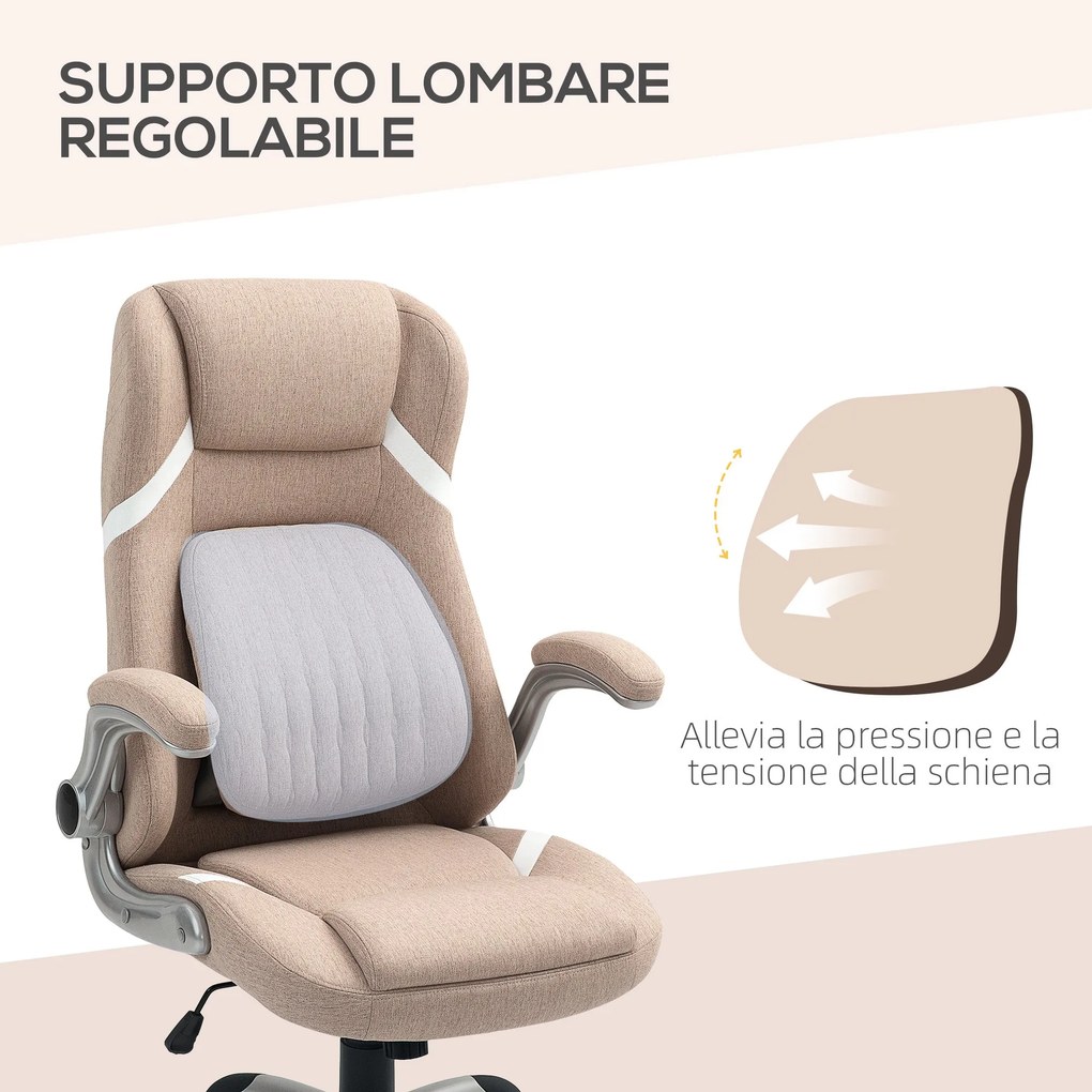 Ergonomická kancelářská židle Vinsetto s sklápěcími područe a opěrkou hlavy, otočná pracovní židle s bederní oporou, nastavitelná výška a houpací fun…