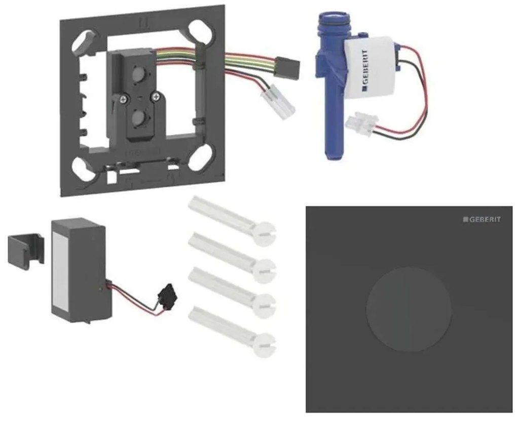 Geberit - Elektronické ovládání splachování pisoárů typ 40, bateriové napájení, easy to clean, Bluetooth, matná černá 116.034.14.1