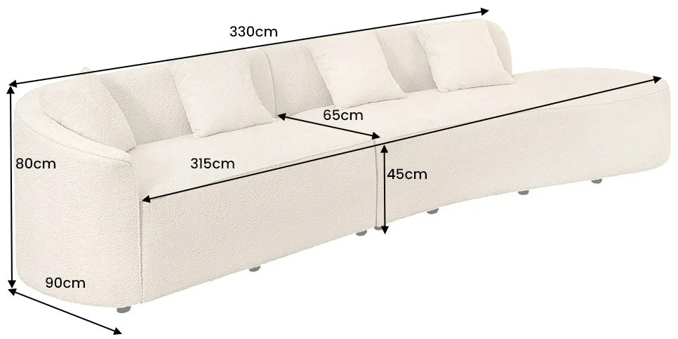Designová sedačka Pasquale 330 cm béžová