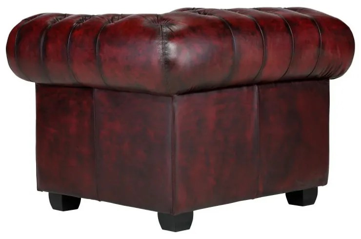 Massive home | Masivní křeslo Chesterfield z pravé kůže - červené