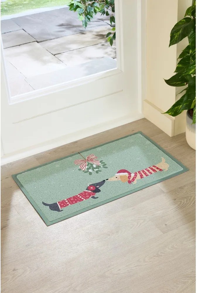 Rohožka s vánočním motivem z recyklovaného plastu 40x70 cm Christmas Sausage Dogs – Artsy Doormats
