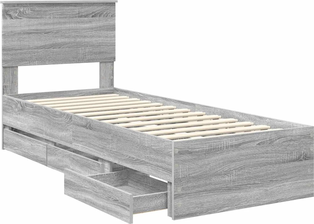 Rám postele s čelo Šedá Sonoma 75 x 190 cm Inženýrské dřevo 3410761