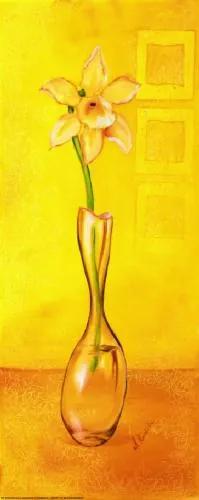 Květina ve váze - žluté pozadí - 10 x 35 cm