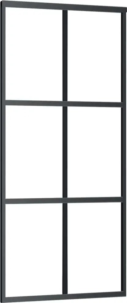 Posuvné dveře ESG sklo a hliník 90 x 205 cm černé 151012