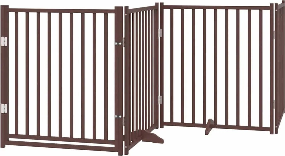 Zábrana pro psy s dvířky skládací 8 panelů hnědá 640 cm topol 3155750