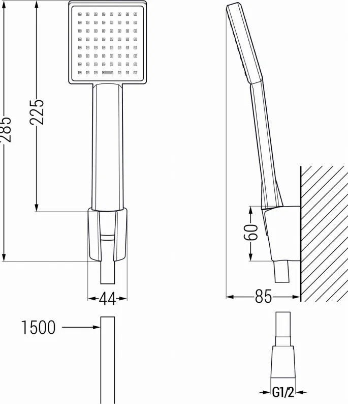 Mexen příslušenství - 1-bodový ruční sprchový set R-45, černá, 785455052-70