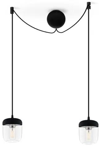 Acorn visící lampa s dvěma stínítky černá / ocel