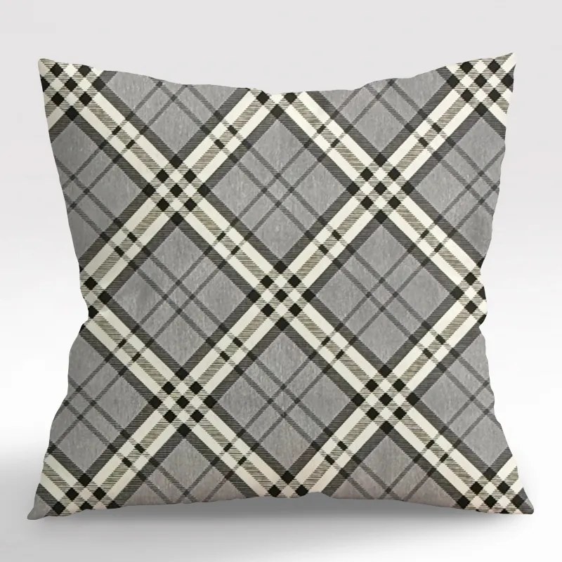 Ervi povlak na polštář Bavlněný - Grey Tartan