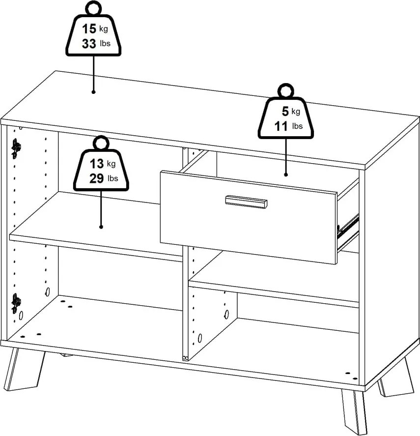 Bílá/v přírodní barvě komoda v dekoru dubu 99x73x39 cm Ikast – Tvilum