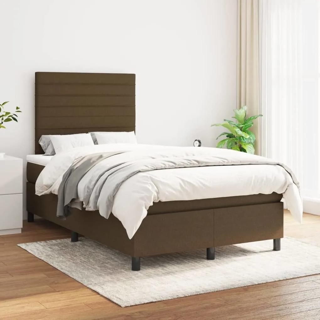 vidaXL Box spring postel s matrací 120x200 cm textil [3141844] Barva: tmavě hnědá