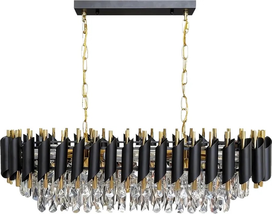 Lustr Cristal, 1x křišťálové/zlaté/černé kovové stínítko, g