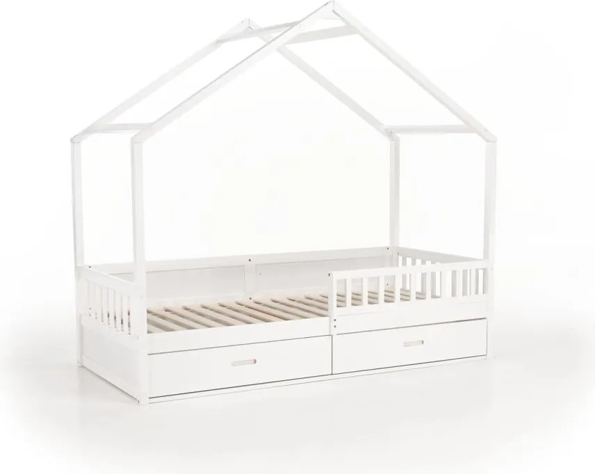 Montessori postel, 90x200, bílá, masiv, BIANKA