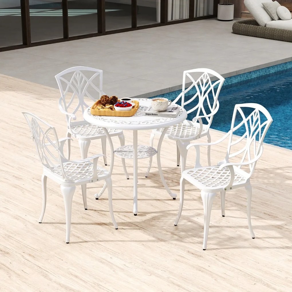 Costway 5-dílný. Gartenmöbel Set aus Aluminiumguss inkl. 4 Stühle a 1 Tisch mit