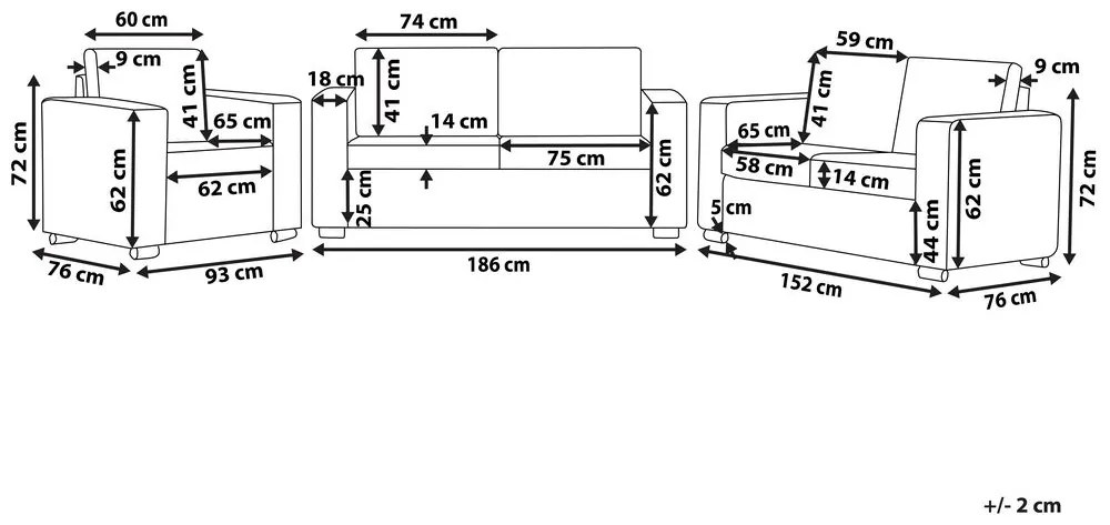 Béžová 3-dílná kožená sedací souprava HELSINKI