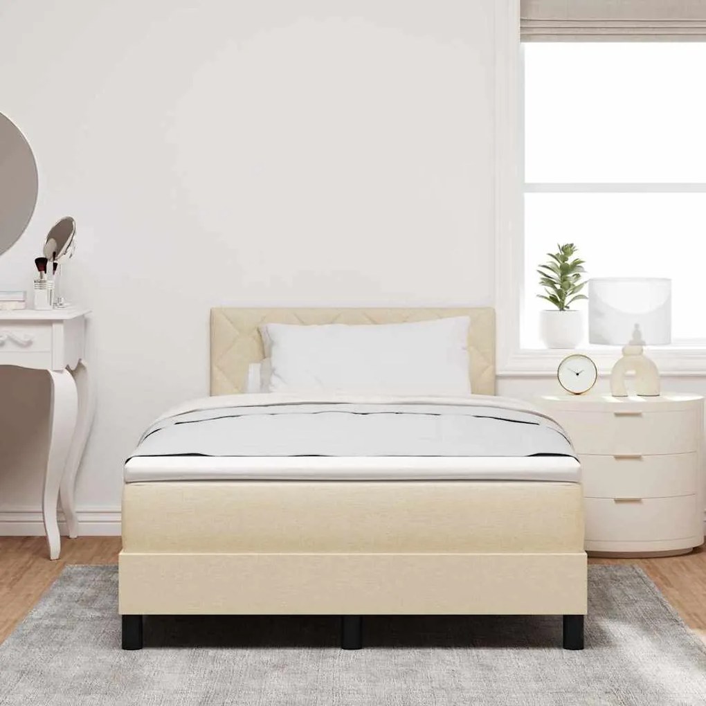 Postel s boxspringem s čelo Krémová 120 x 200 cm textil 3338760