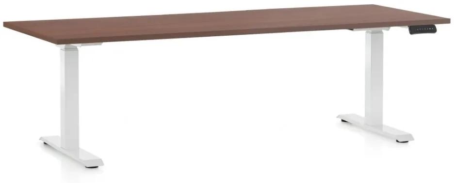 Výškově nastavitelný stůl OfficeTech C, 200 x 80 cm - bílá podnož Barva: Třešeň