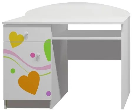 Dětský psací stůl 10 DUHOVÉ SRDCE Barva: DUB CANYON / BÍLÁ, Potisk: ANO